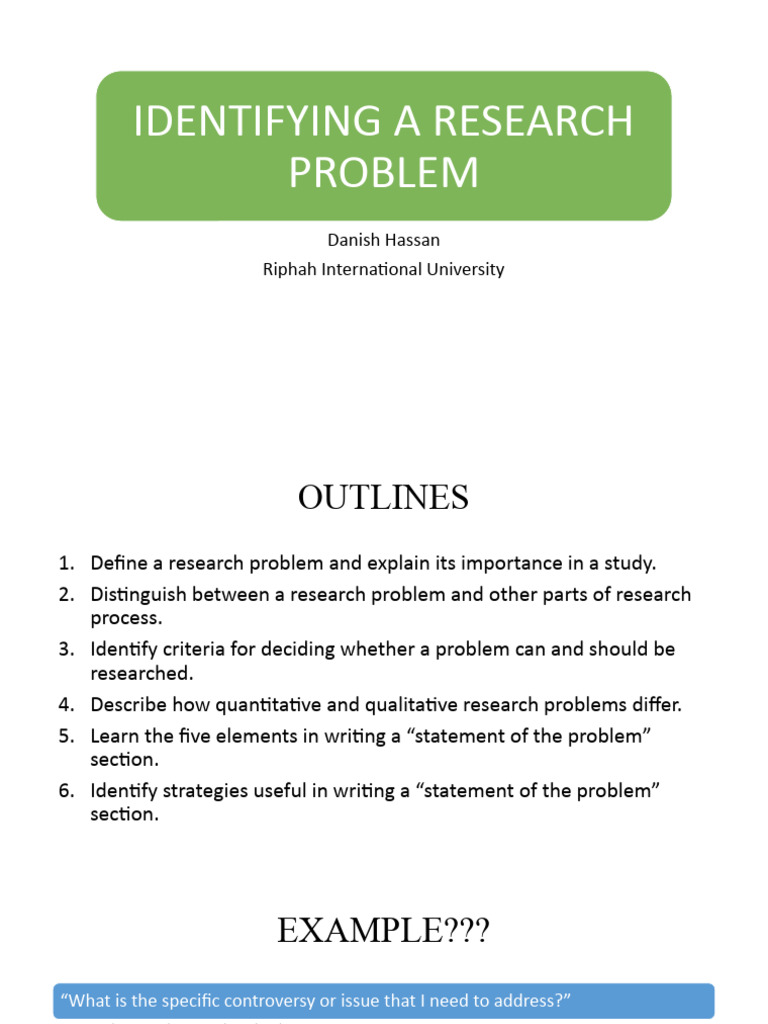 How To Indetify A Reasearch Problem | PDF | Experience | Quantitative ...