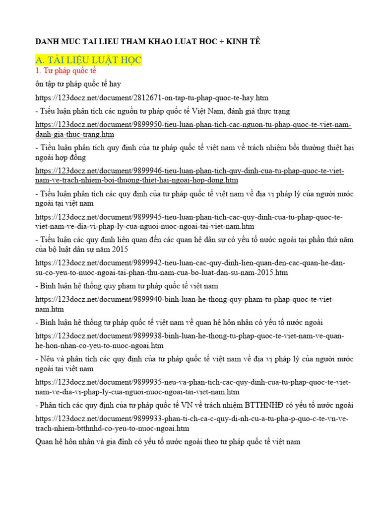 Danh Muc Tai Lieu Tham Khao Luat Hoc | PDF