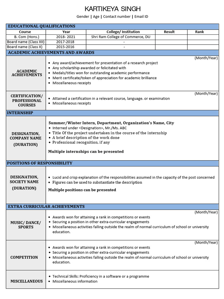 CV Format 2 | PDF | Vocational Education | Educational Stages
