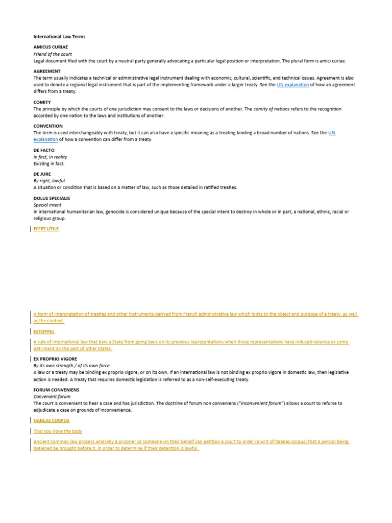 International Law Terms | PDF | Treaty | International Law