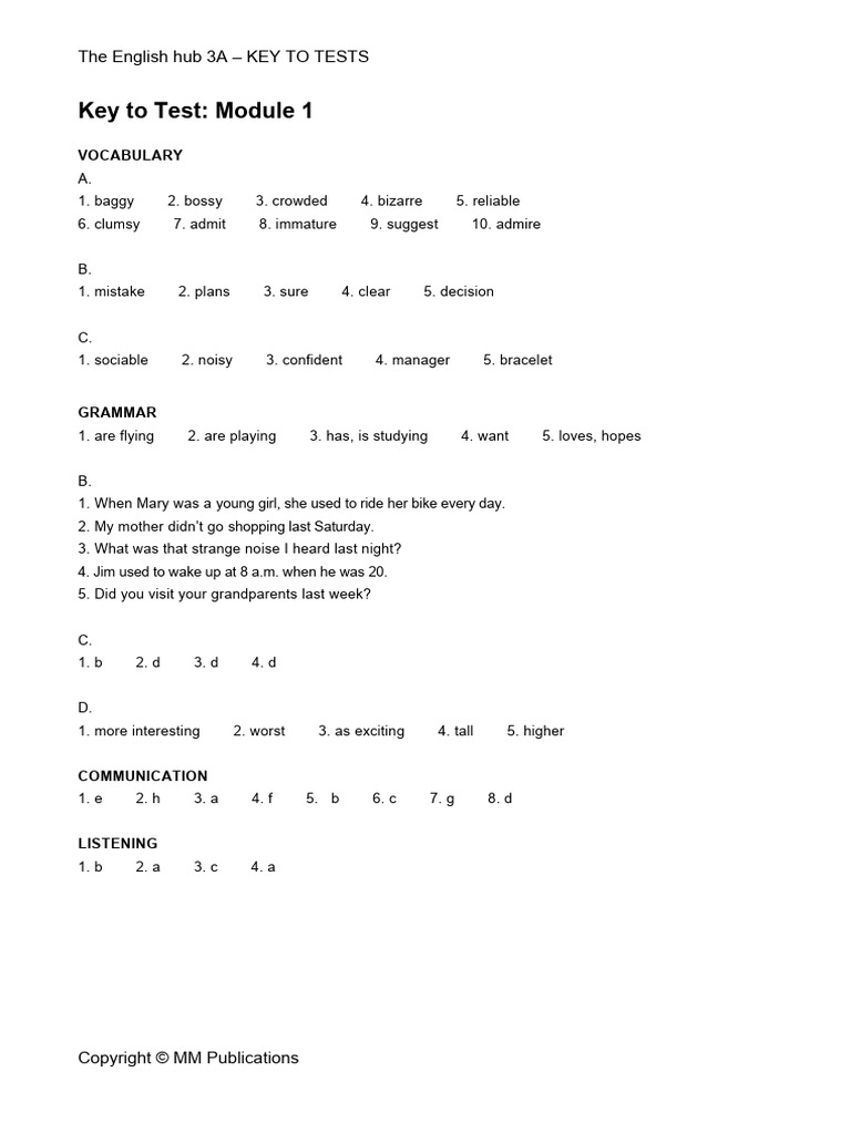 Key To Tests | PDF