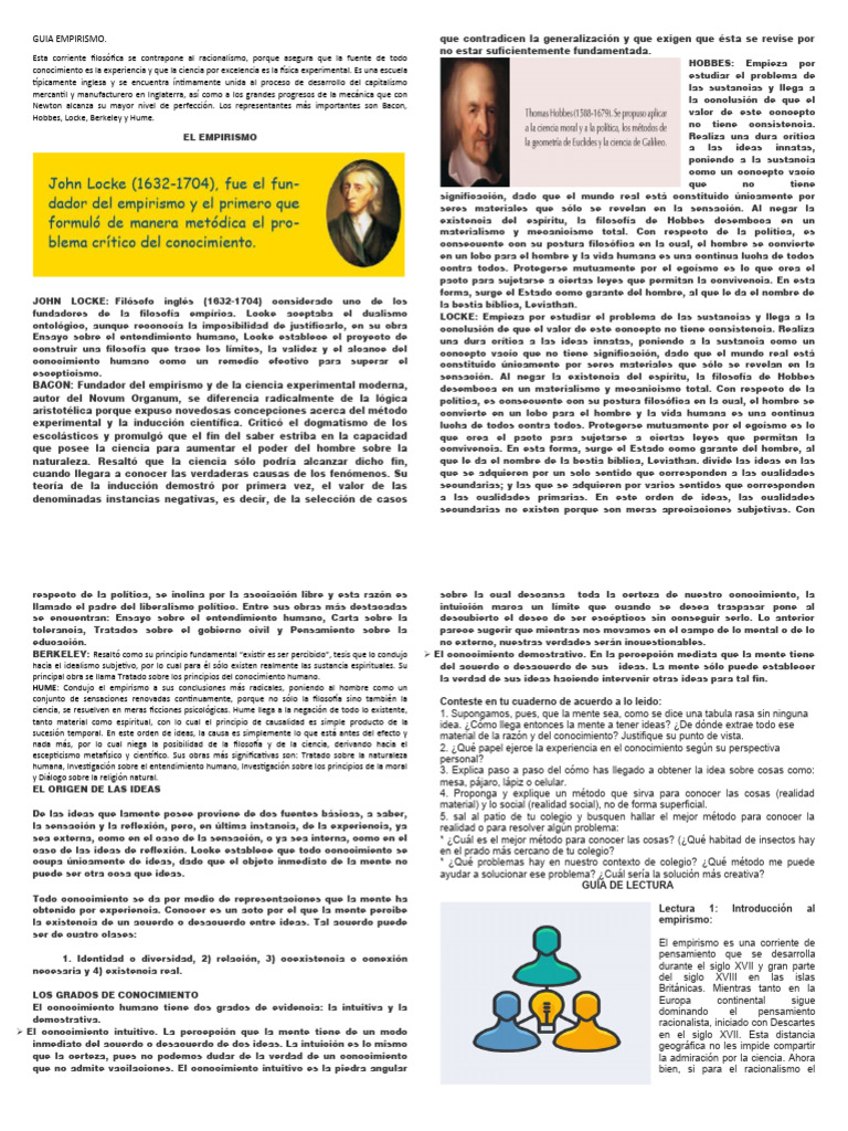 GUÍA NÚMERO CINCO5 Empirismo | Descargar gratis PDF | Empirismo | Conocimiento