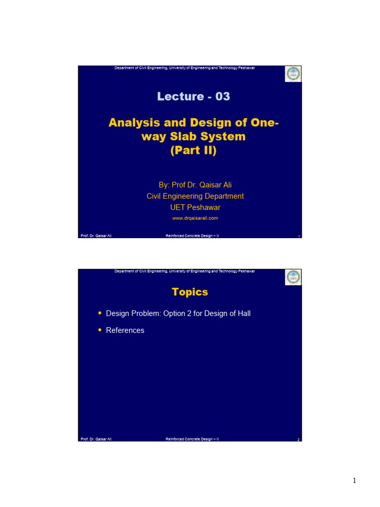 L-03 Analysis and Design of One-Way Slab System (Part-II) (Aug 2016) (Colored) | Download Free ...