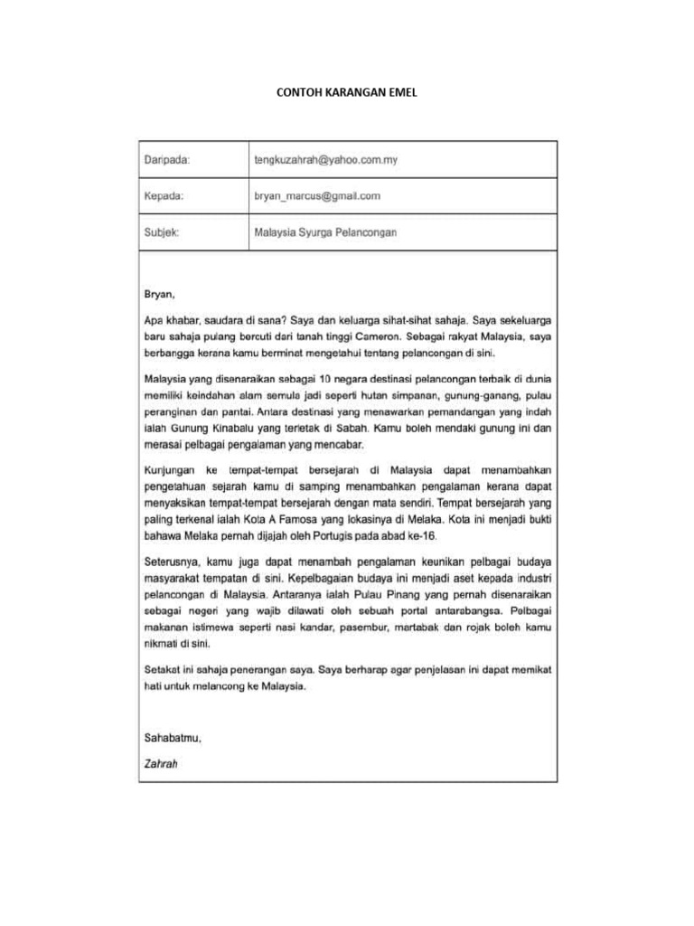 Contoh Karangan Berformat | PDF