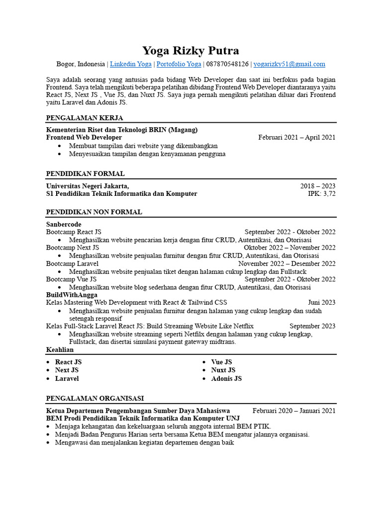 CV Yoga Rizky Putra-D69da651 | PDF