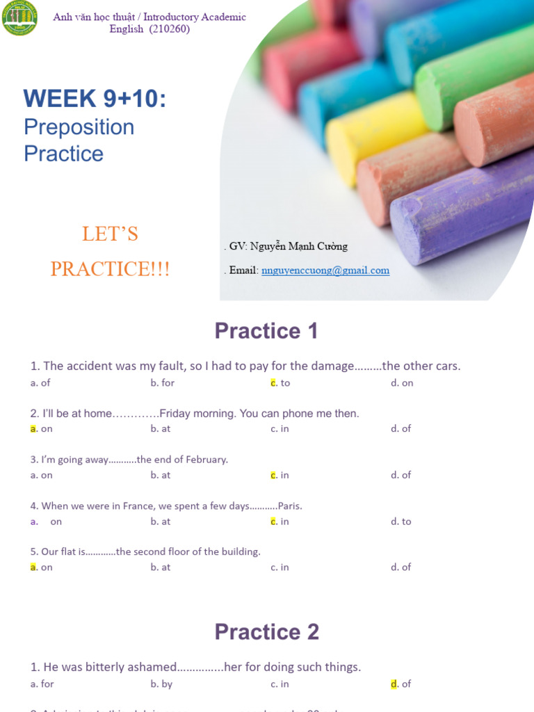 W9 10-Preposition | PDF | Language Arts & Discipline | Home & Garden