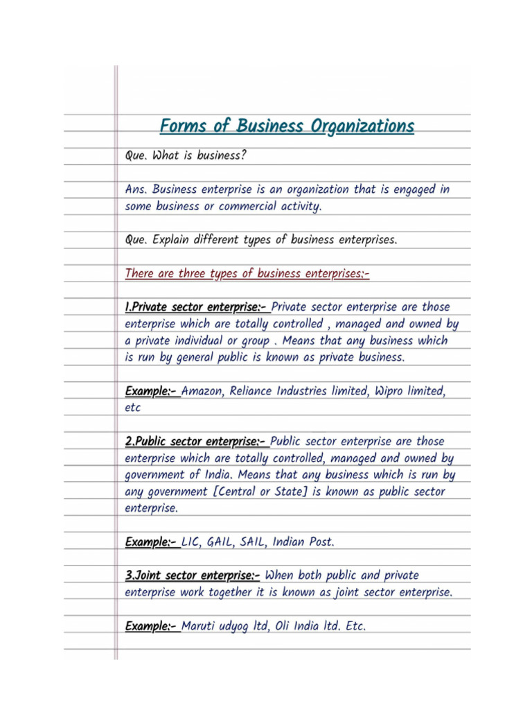 Form of Business Organisation | PDF