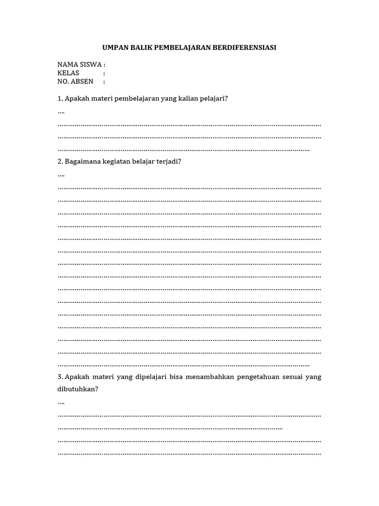 Umpan Balik Pembelajaran Berdiferensiasi | PDF | Karier & Perkembangan