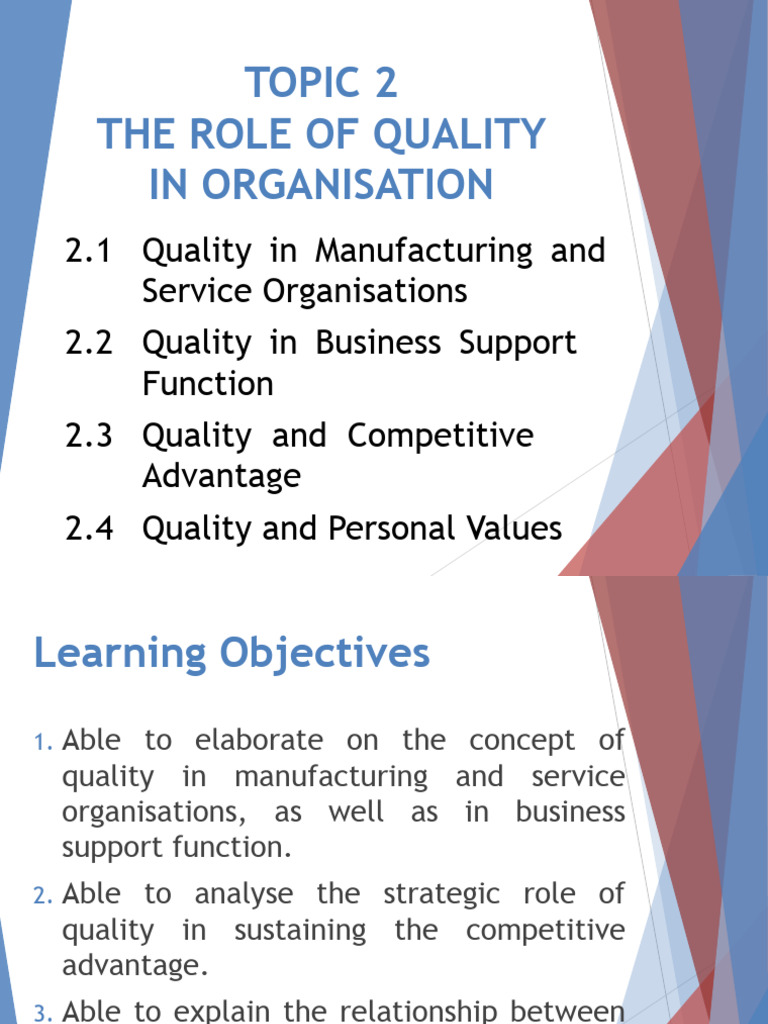 QM Week 2 Role of Q in Organisation | PDF | Quality (Business) | Sales