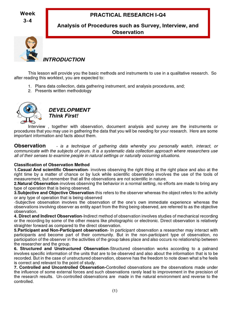 PR1 Q4 WK3 4 Worktext | PDF | Survey Methodology | Methodology PR1 Q4 WK3 4 Worktext | PDF | Survey Methodology | Methodology