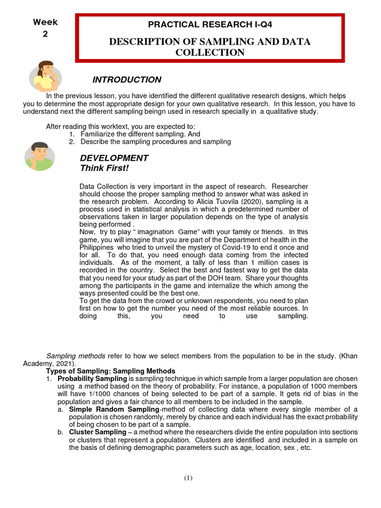PR1 Q4 WK2 Worktext | PDF | Sampling (Statistics) | Research Methods PR1 Q4 WK2 Worktext | PDF | Sampling (Statistics) | Research Methods