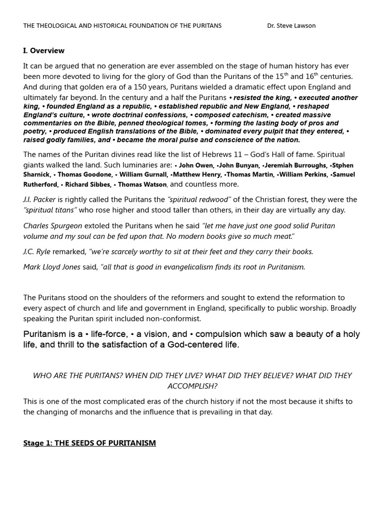 Foundations of Puritan Theology | PDF | Puritans | England