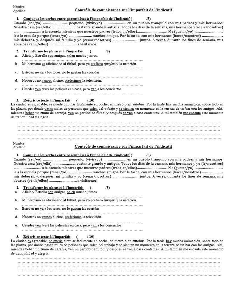 Controle de Connaissance Limparfait | PDF