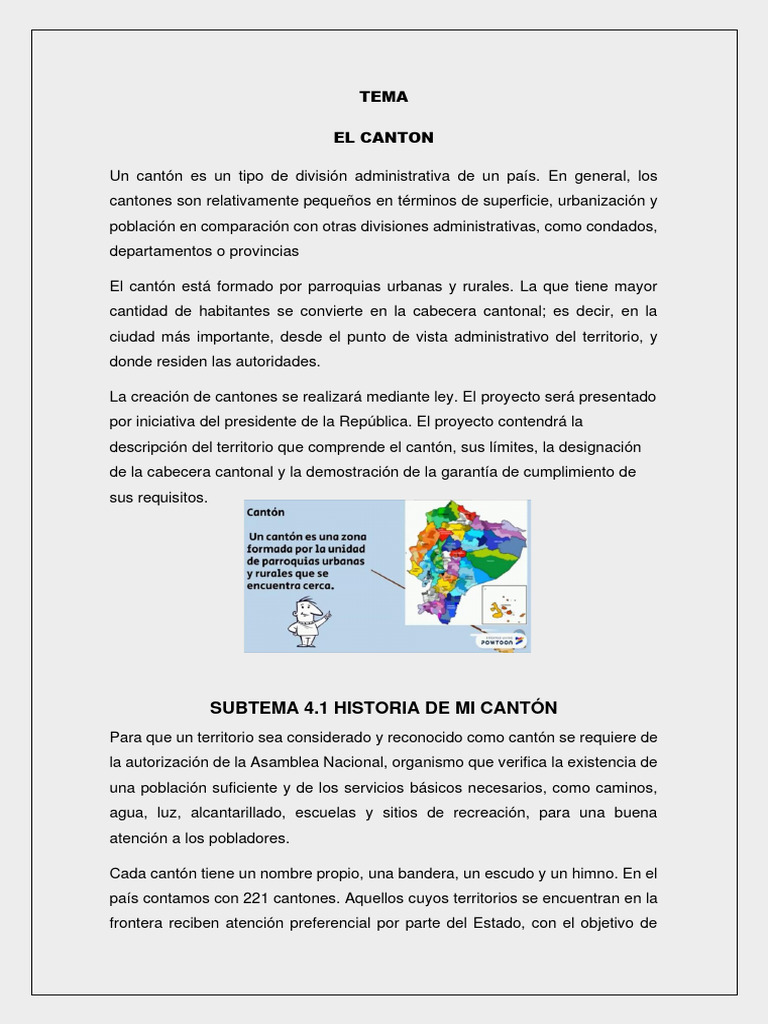 Definición y características del cantón | PDF | Viajes y turismo