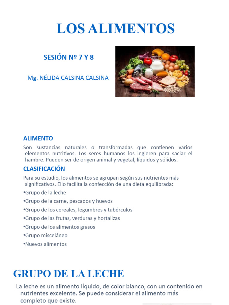 Sesión 7 y 8 - Los Alimentos | PDF | Leche | Alimentos