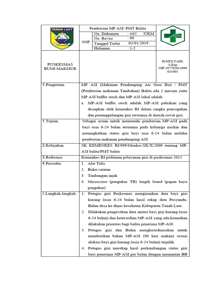 Sop Pemberian MP Asi | PDF