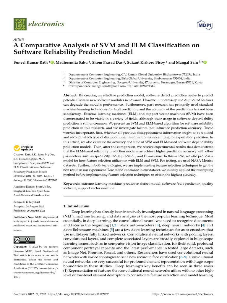 Electronics 11 02707 v2 | PDF | Support Vector Machine | Statistical Classification