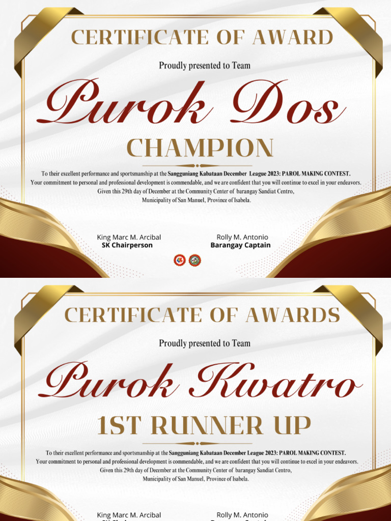 Parol Awards Final | PDF