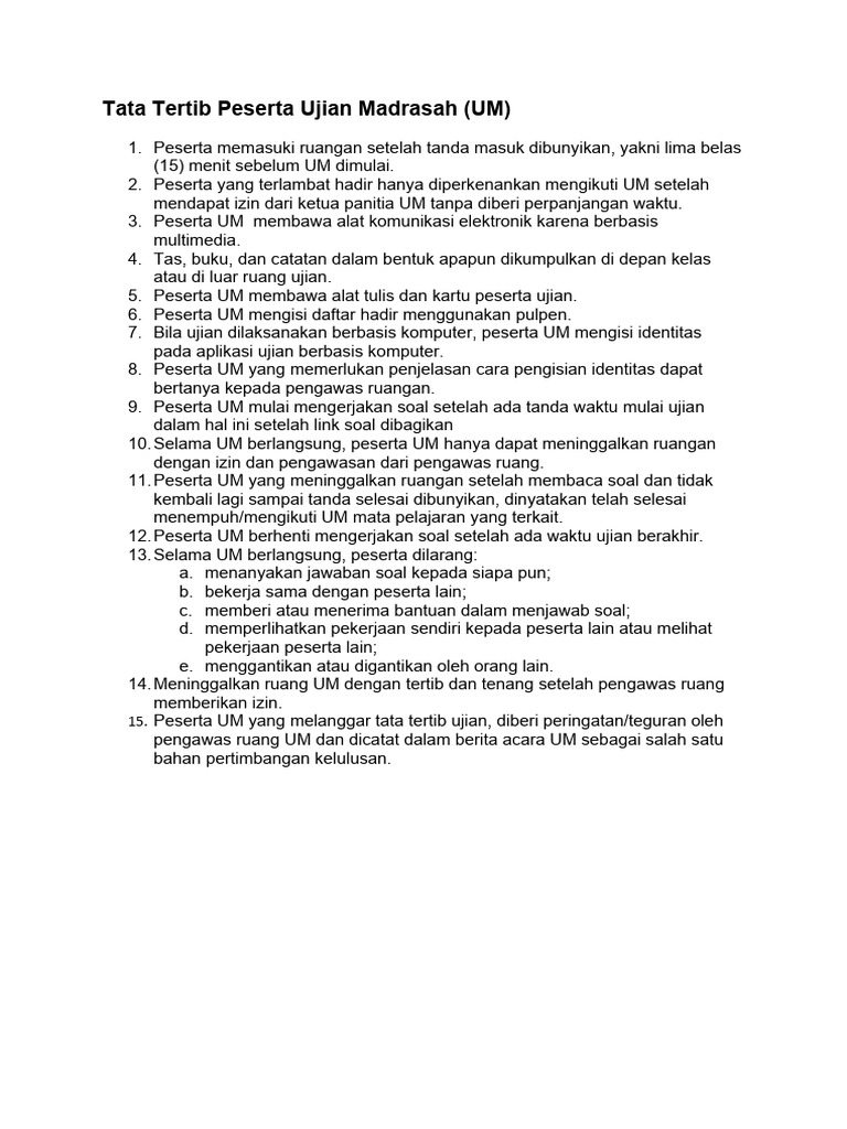 Tata Tertib Ujian 2021 | PDF