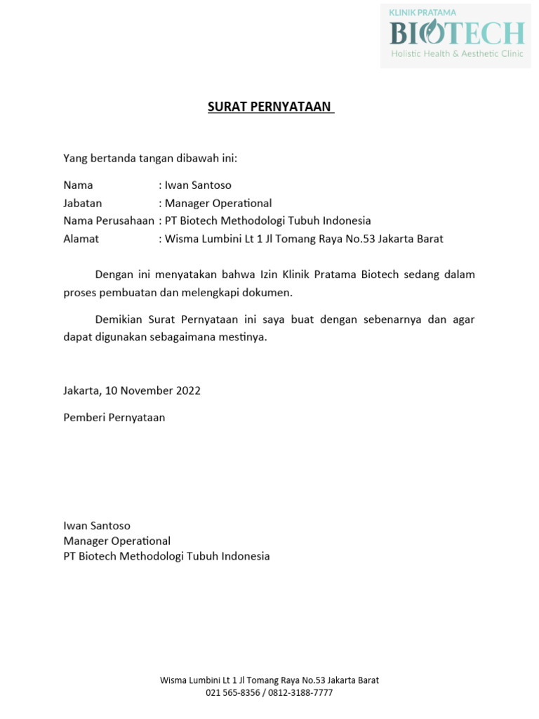 SURAT pernyataan word | PDF
