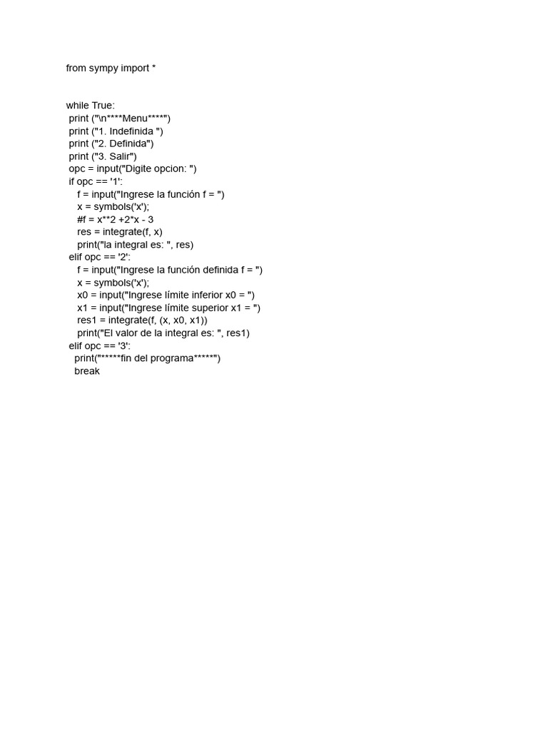 Algoritmo Python Integrales | PDF