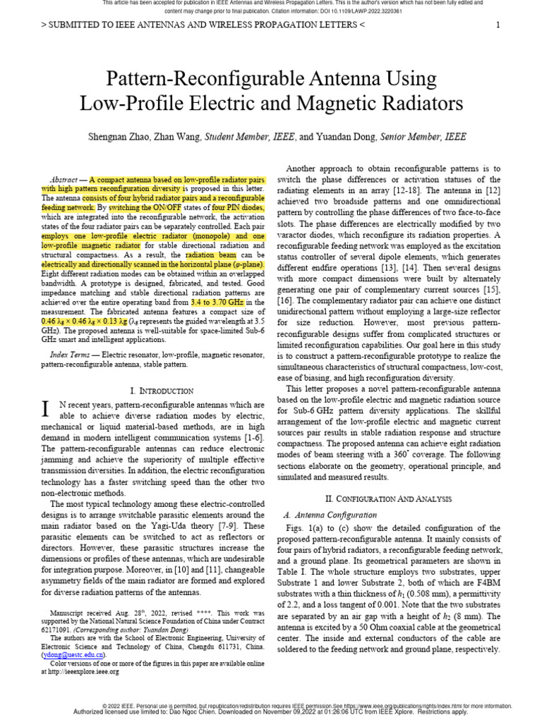 Pattern-Reconfigurable Antenna Using Low-Profile Electric and Magnetic ...