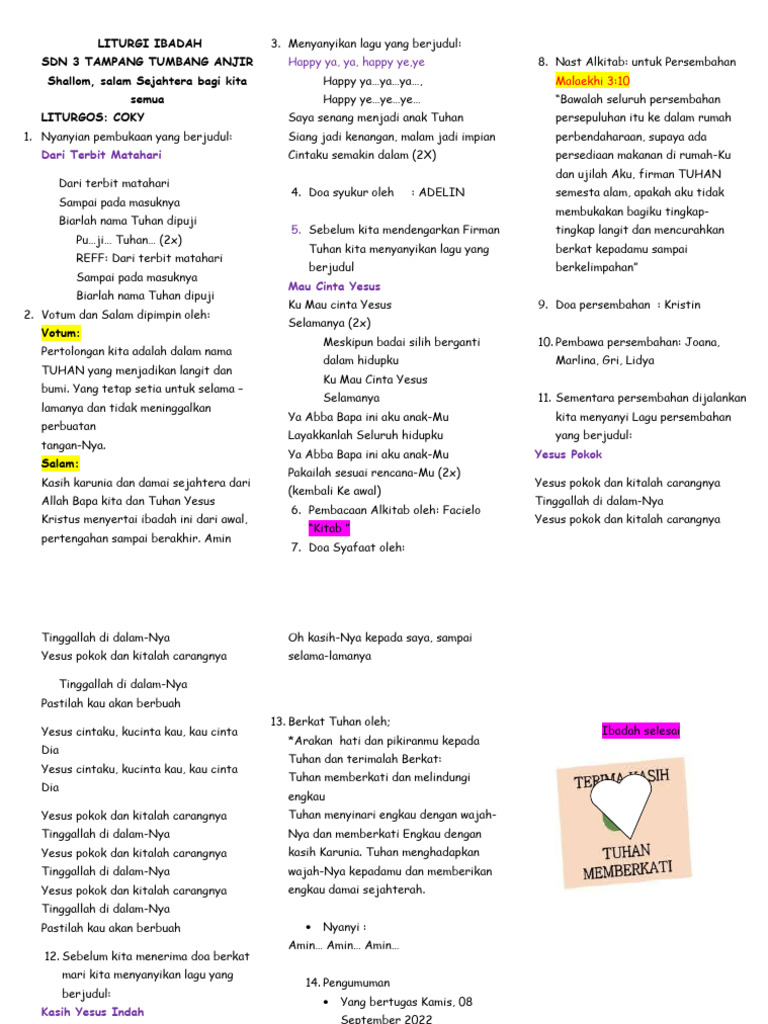 LITURGI IBADAH Kamis | PDF