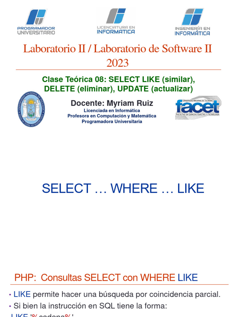 Clase 08 - Laboratorio II 2023 | PDF | Php | SQL