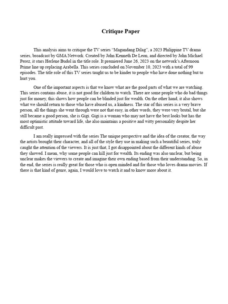 Critique Paper | PDF | Sports & Recreation | Games & Activities