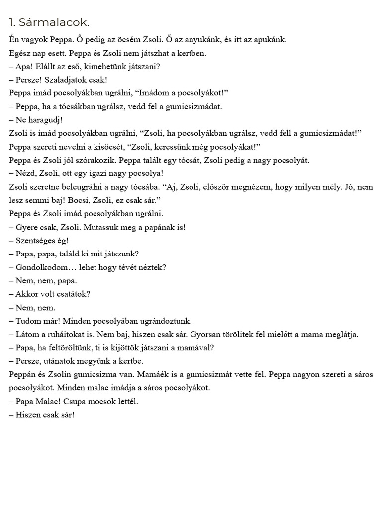 Peppa Malac, Text: Subtitles in Hungarian. Episode 1-3 | PDF