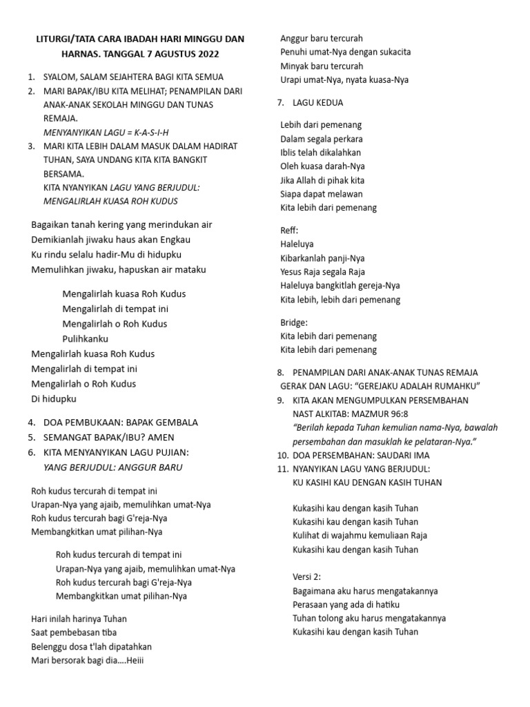 Liturgi Ibadah Minggu Pdf