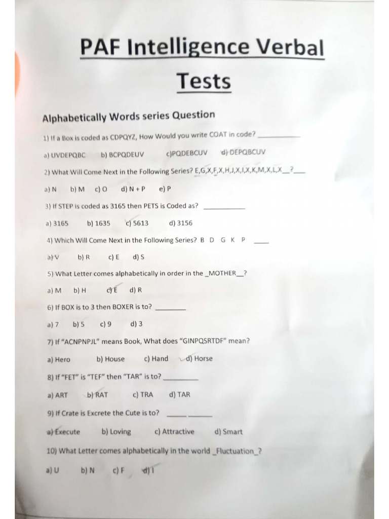 PAF Pervious Intelligence Paperss | PDF