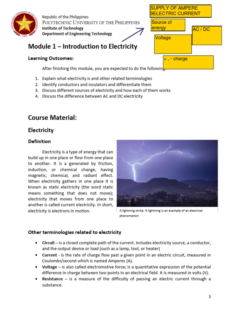 ELEN 20023 ENGINEERING UTILITIES - Module 1 | PDF | Atoms | Electricity