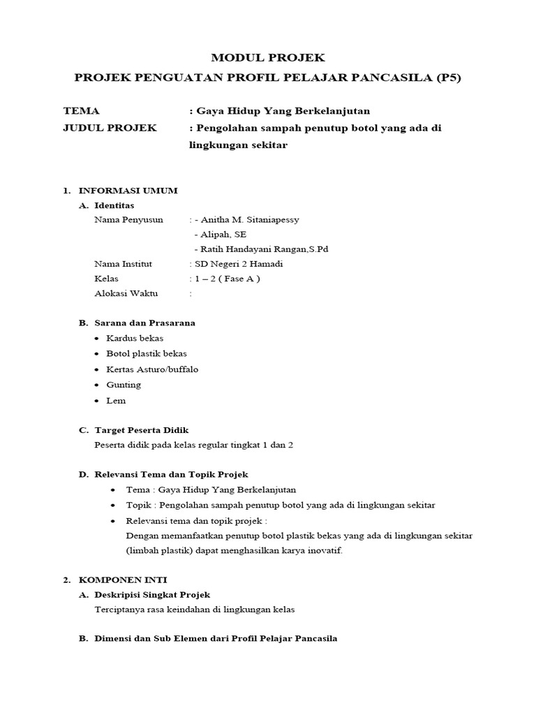 MODUL PROJEK kelas 2 smt 2 | PDF