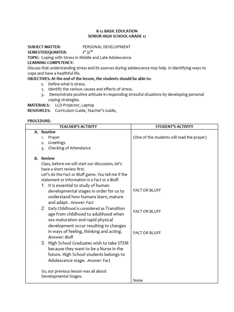 Coping With Stress - Personal Development | Download Free PDF ...