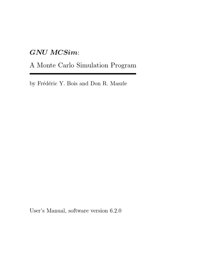 GNU MCSim: A Monte Carlo Simulation Program | PDF