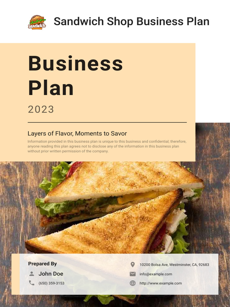 Sandwich Shop Business Plan Overview | PDF