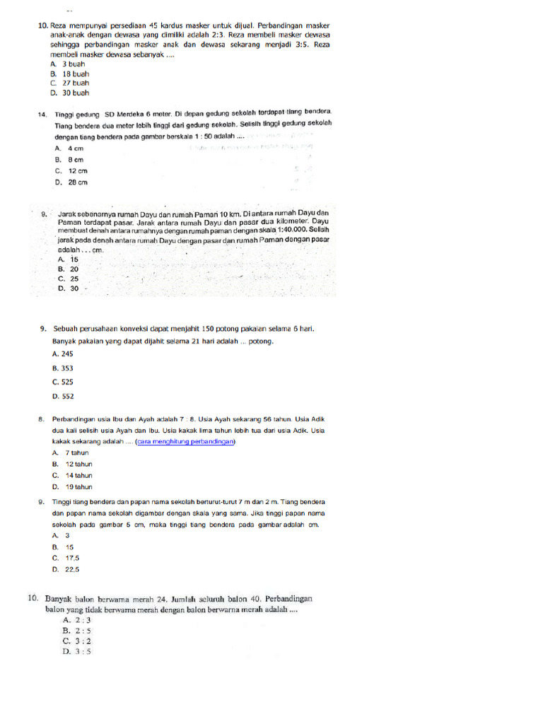 Latihan Soal Perbandingan | PDF