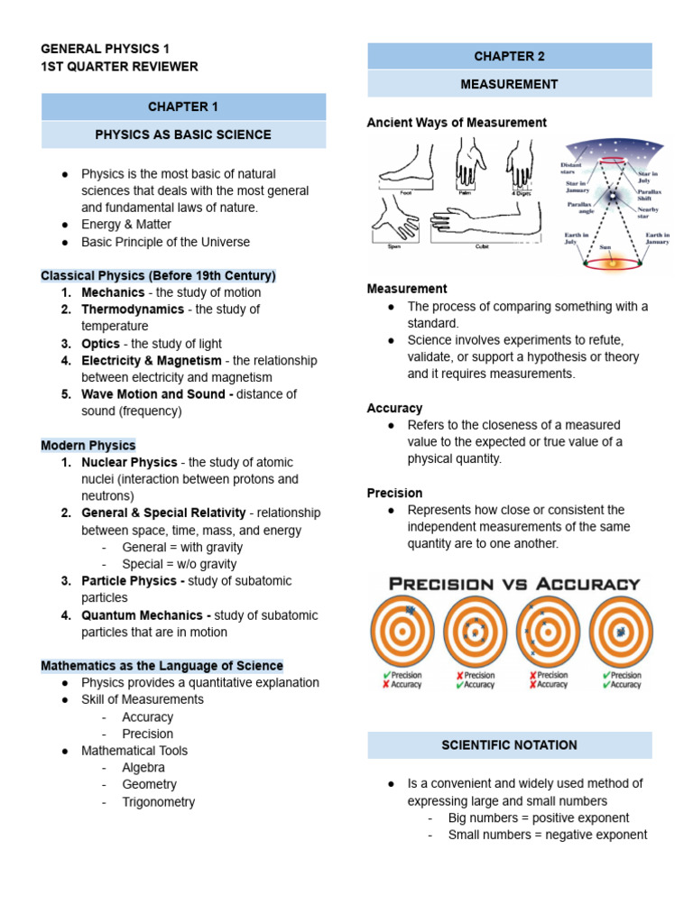 General Physics 1 - 1Q Reviewer-1 | PDF