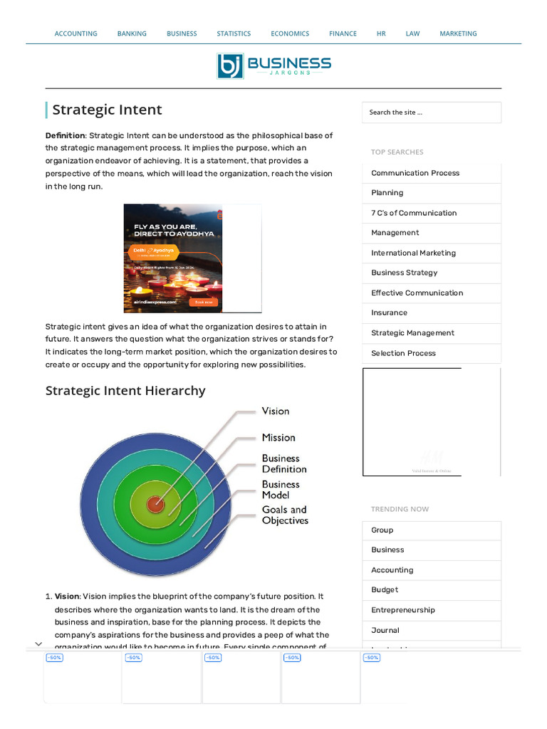 What Is Strategic Intent - Definition and Hierarchy - Business Jargons ...