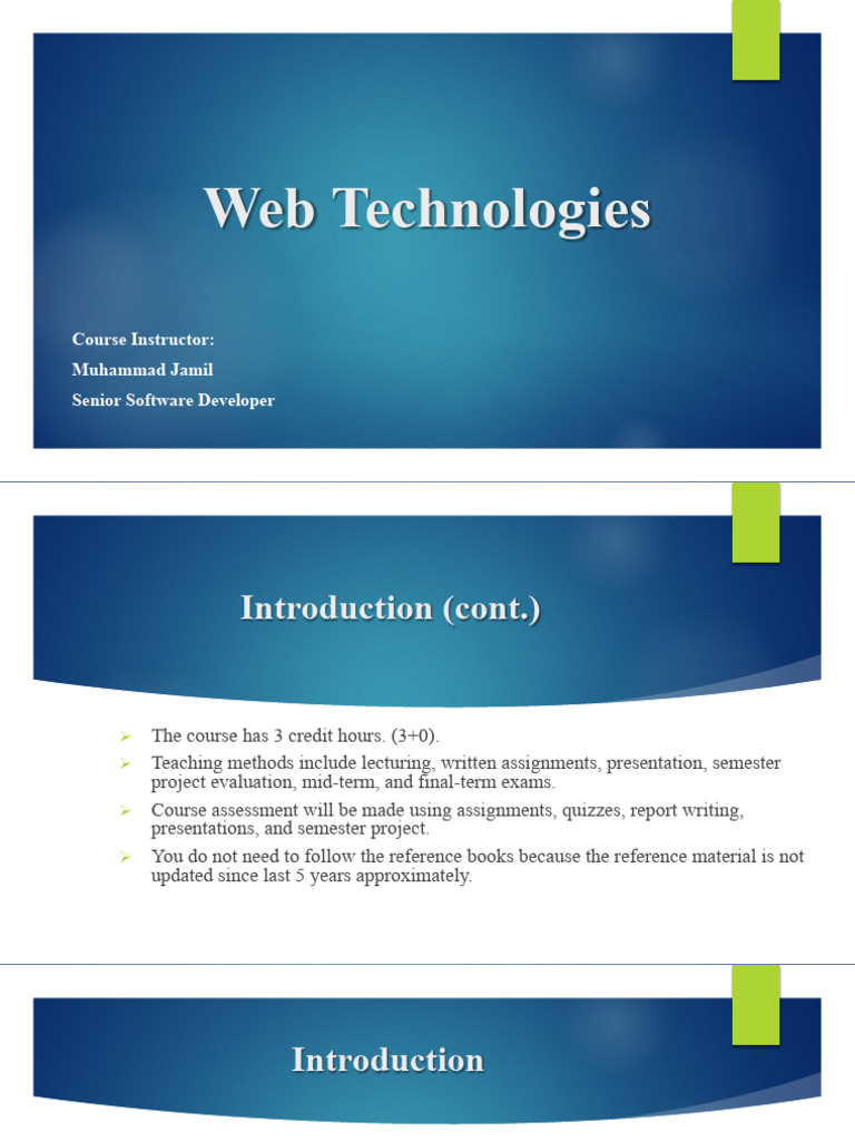 Web Technologies Introduction | PDF | World Wide Web | Internet & Web