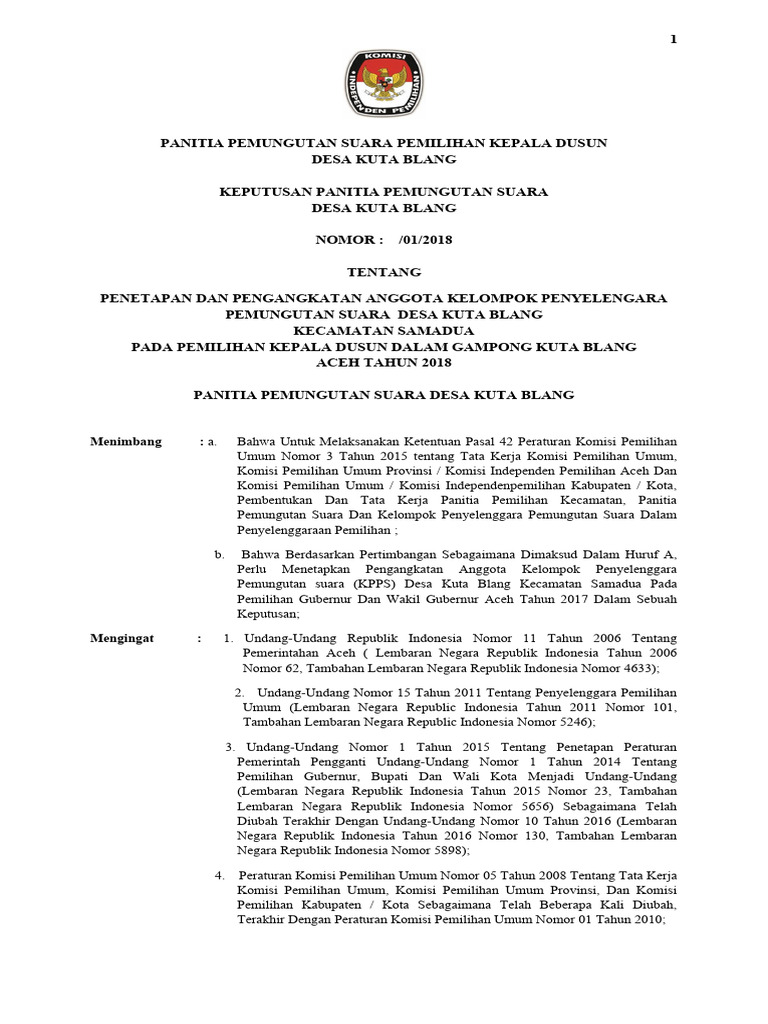 PANITIA PEMUNGUTAN SUARA - Docx TTT | PDF