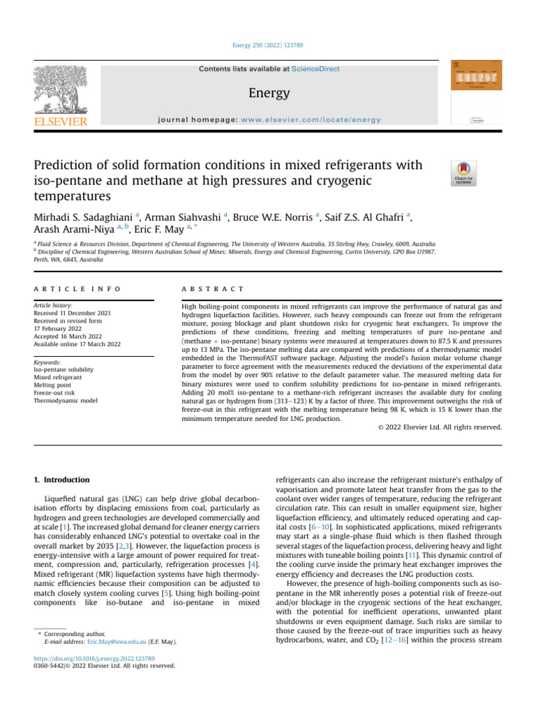 Prediction of Solid Formation Conditions in Mixed Refrigerants With Iso ...
