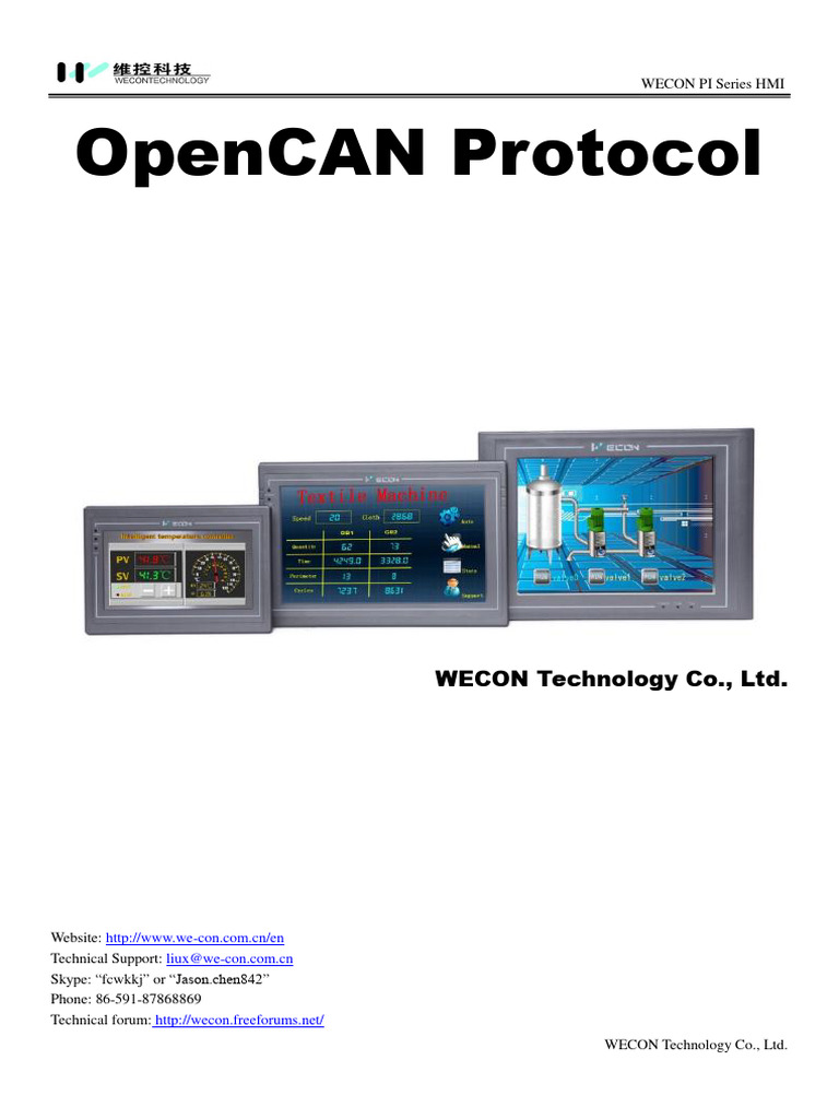 Opencan Protocol: Wecon Technology Co., LTD | PDF | User Interface ...