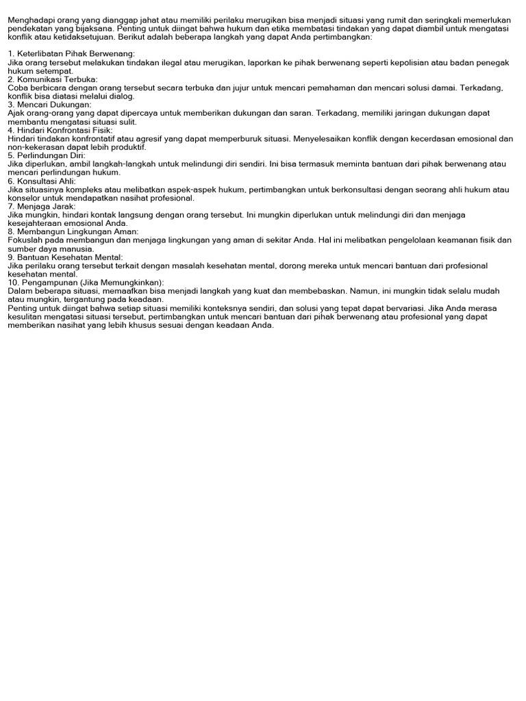 Cara Menghilangkan Orang Jahat | PDF