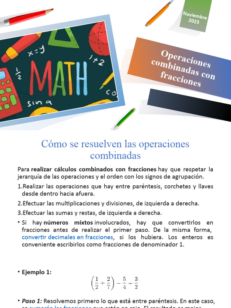 Operaciones Combinadas de Fracciones | PDF Operaciones Combinadas de Fracciones | PDF