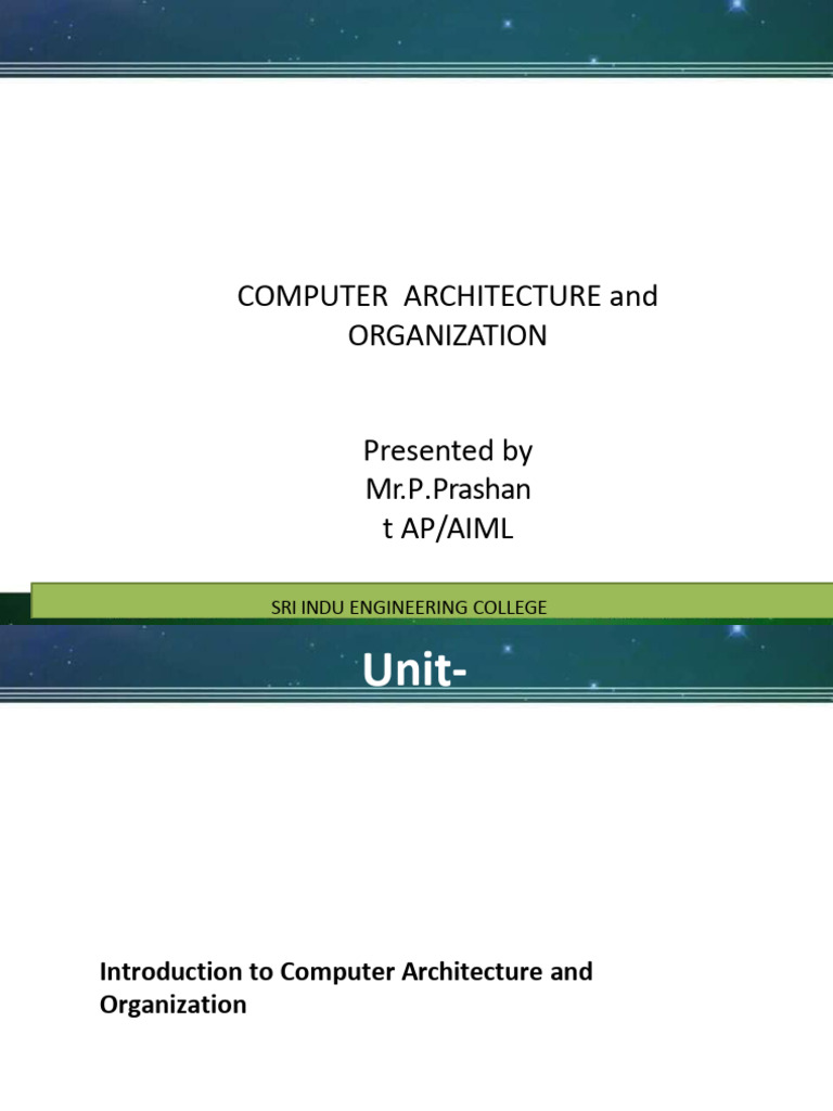 Computer Architecture and Organization Presented by Mr.P.Prashan T Ap/Aiml | PDF | Random Access ...