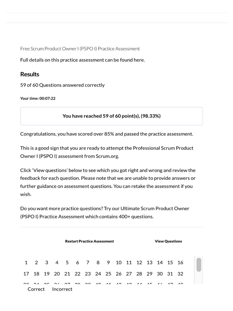 Free Scrum Product Owner I (PSPO I) Practice Assessment - TheScrumMaster - Co.uk | PDF | Scrum ...