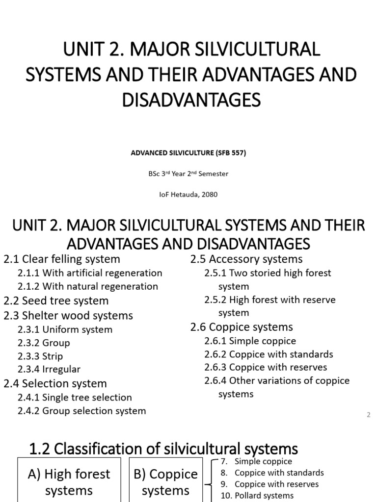Major Silvicultural Systems | PDF | Plantation | Crop Rotation