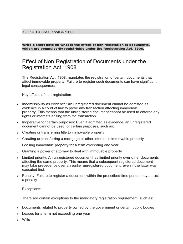 A7 Post-Class Assignment | PDF | Property | Real Property